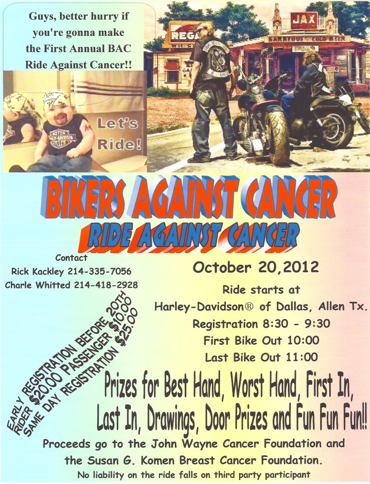 Bikers group presents inaugural Ride Against Cancer Oct 20 – Blue ...