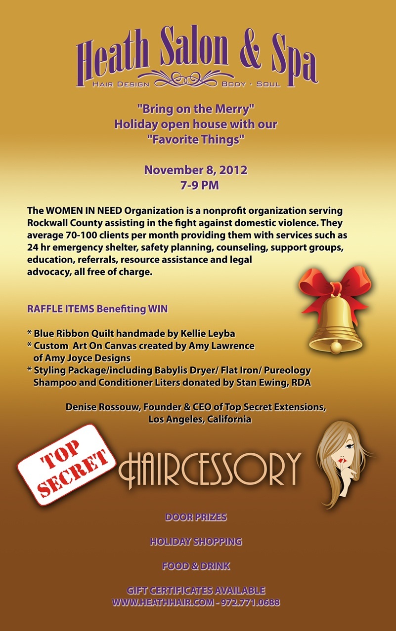 Holiday Open House at Heath Salon & Spa to benefit Women in Need – Blue ...