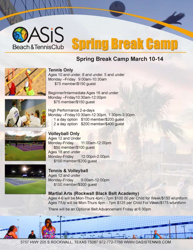 Oasis Spring Break Camp offers tennis, volleyball, martial arts – Blue ...