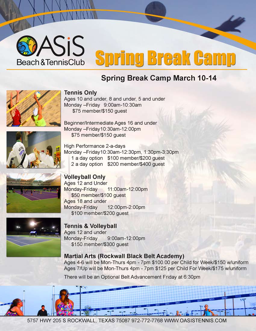Oasis Spring Break Camp offers tennis, volleyball, martial arts – Blue ...