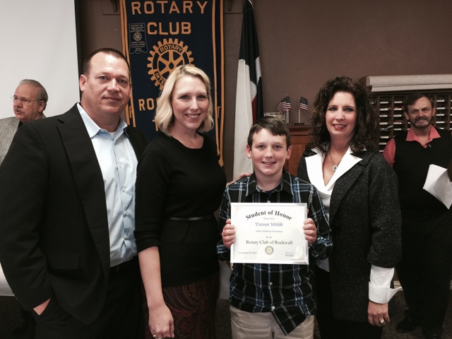 Rockwall Noon Rotary recognized Nebbie sixth grader as Student of Honor ...