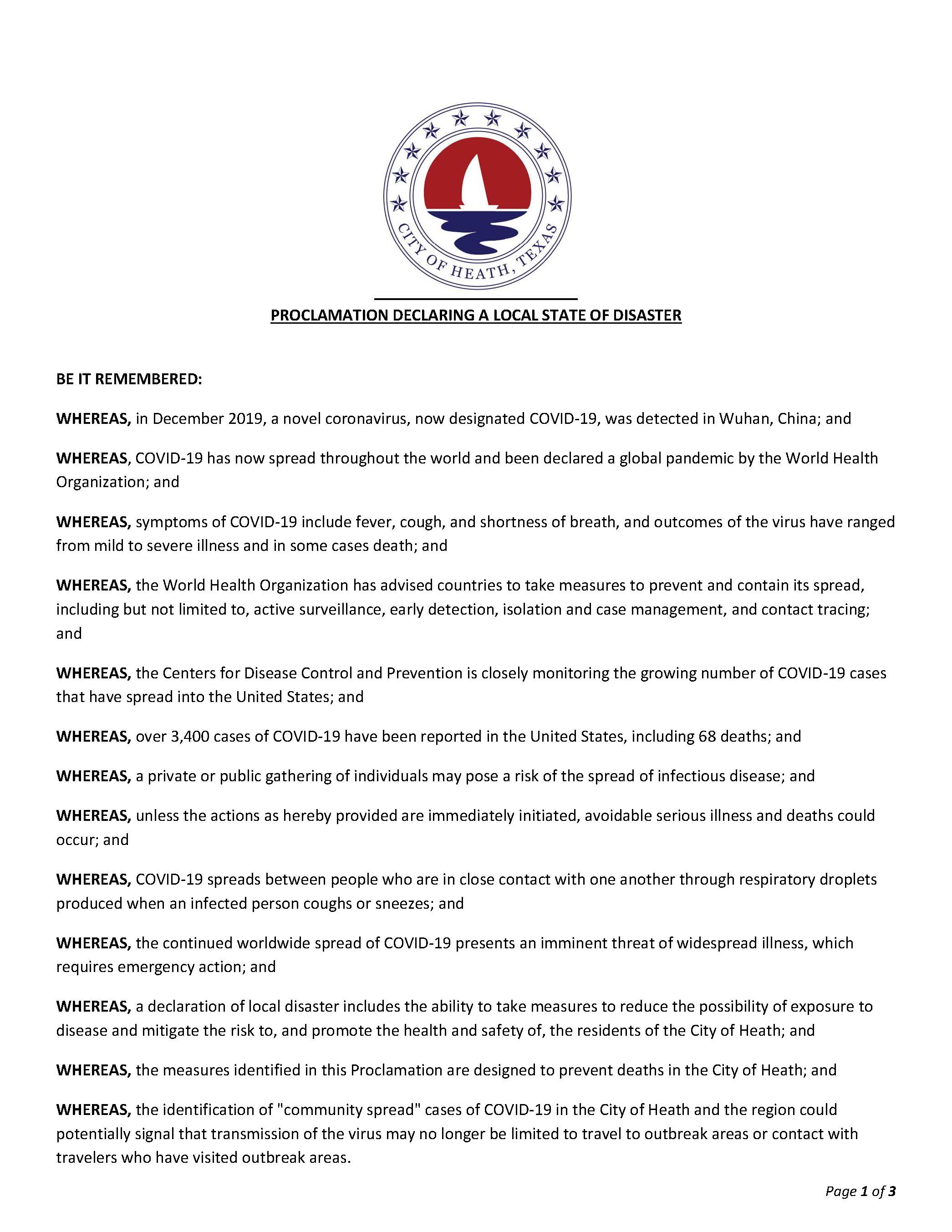 City of Heath Mayor Kelson Elam declares local state of emergency ...