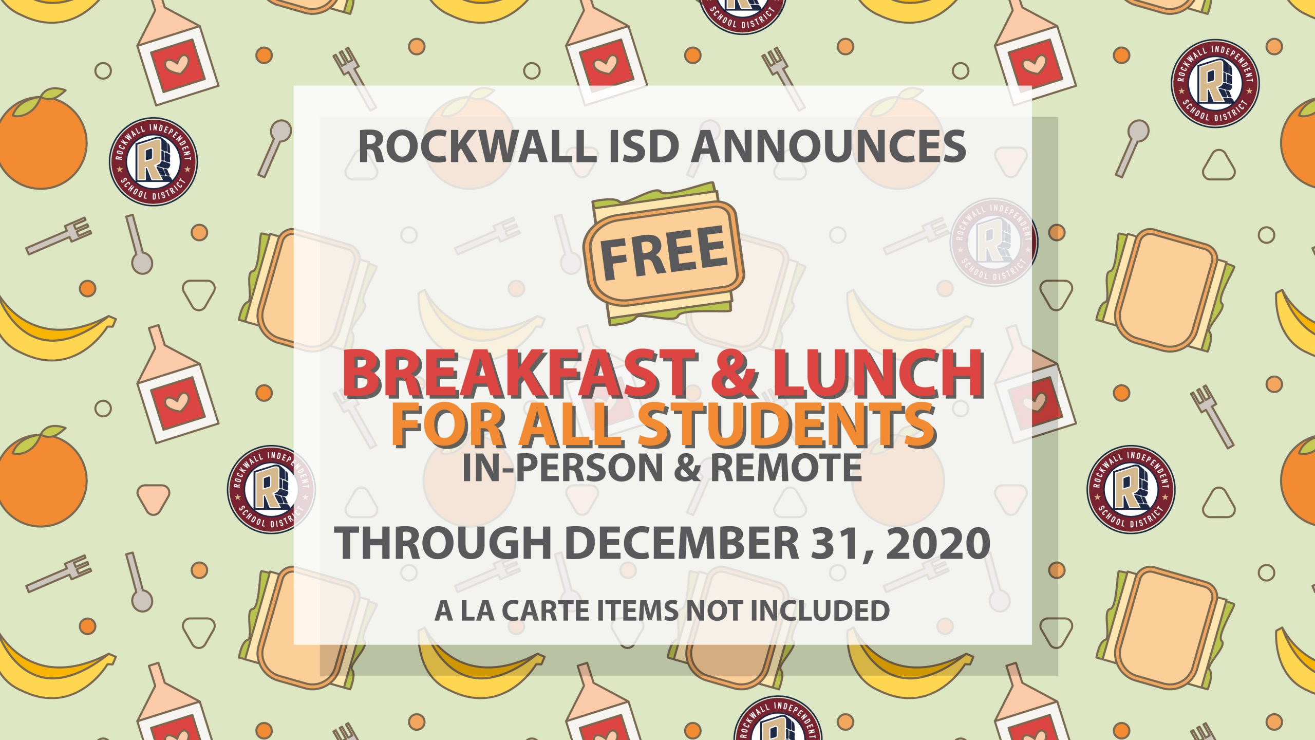 Rockwall ISD announces free breakfast, lunch meals for all students ...