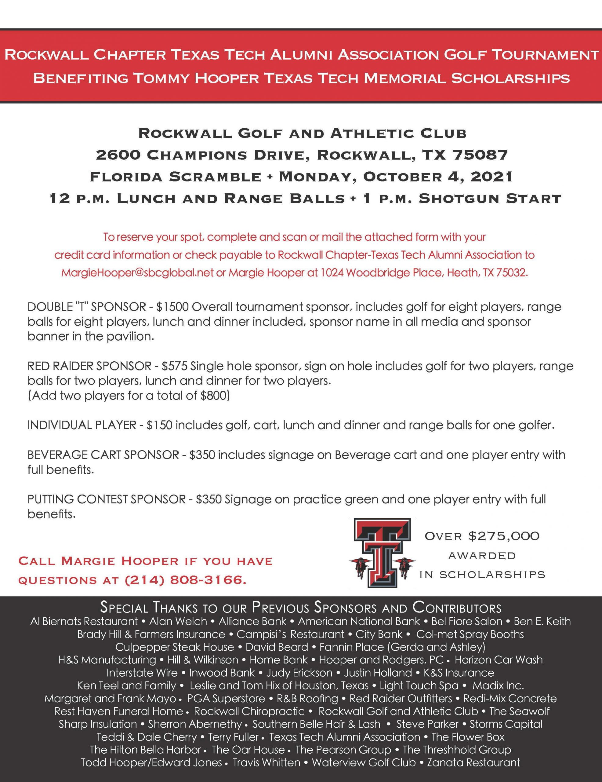 Registration open for Texas Tech Alumni Golf Tournament benefitting ...