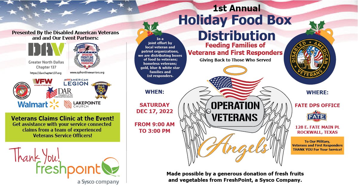 Operation Veterans Angels to donate holiday food boxes – Blue Ribbon News