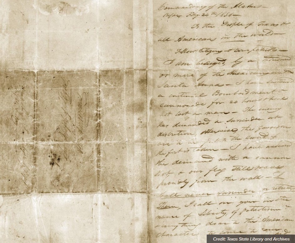 William B. Travis letter returns to the Alamo – Blue Ribbon News