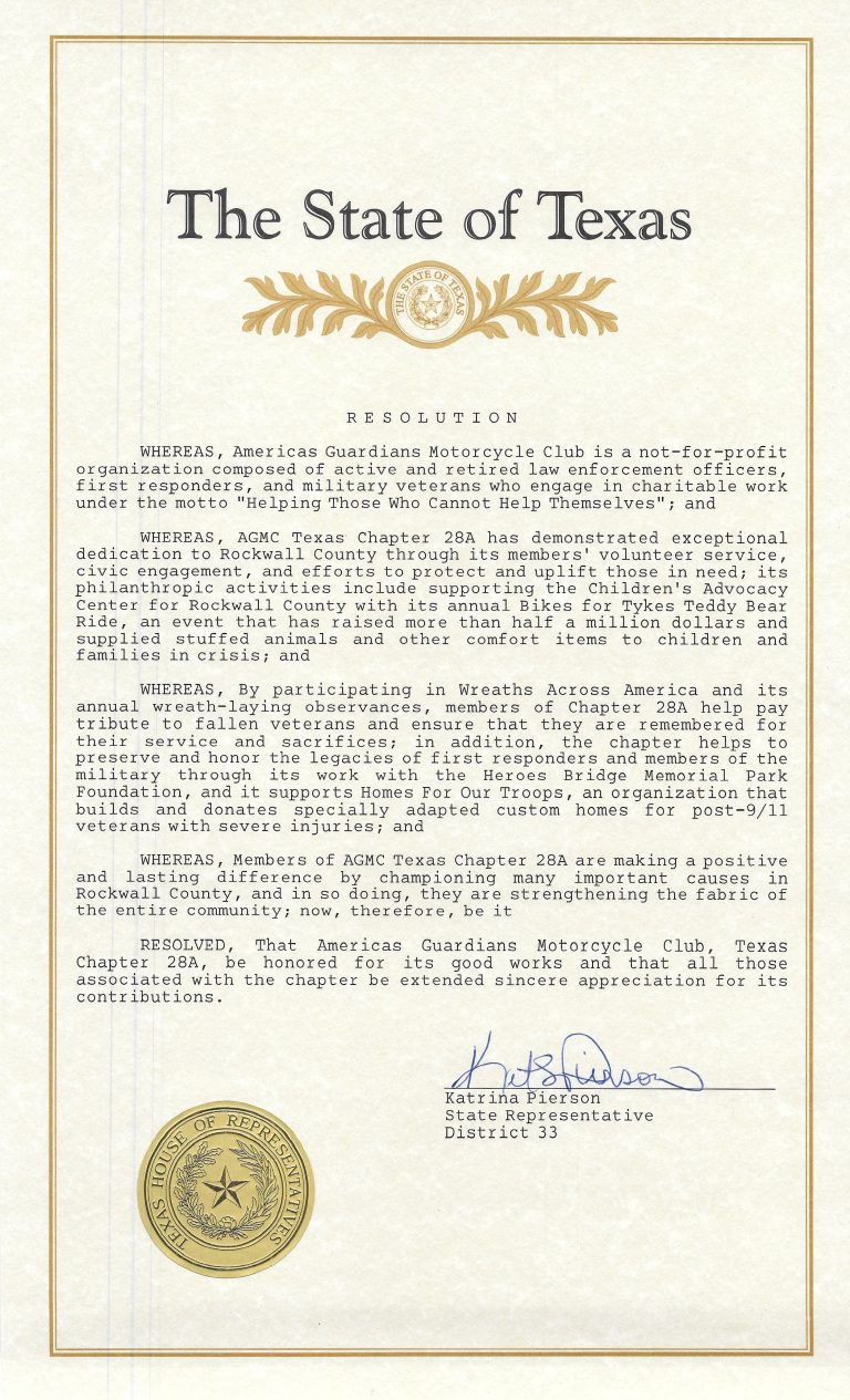 America’s Guardians Motorcycle Club Honored by State Rep. Katrina ...